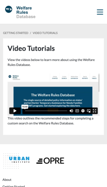 Urban Institute Welfare Rules Database | Kanopi Studios